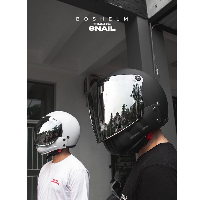 Jual BOSHELM Helm Cakil Modular Tigers Snail Visor Flat / Cembung Helm ...