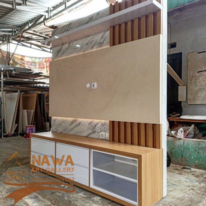 Jual CUSTOM | Backdrop TV HPL Minimalist - Unit Panel | Shopee Indonesia