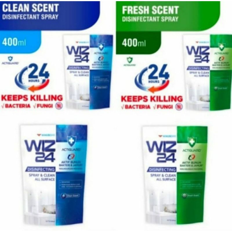 Jual WIZ 24 DISINFECTANT SPRAY&CLEAN (Pembasmi kuman&bakteri) REFILL ...