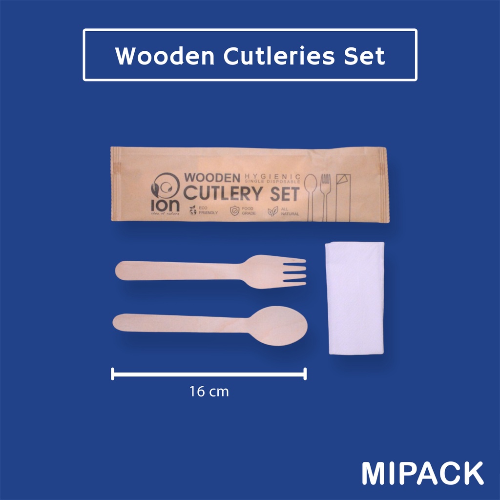 Jual Wooden Cutleries SET ION | SET Sendok Garpu Kayu Higienis | Sendok ...