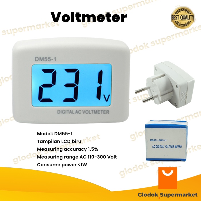 Jual Volt Meter Digital AC Voltage DM55-1 Panel Voltmeter 220v | Shopee ...