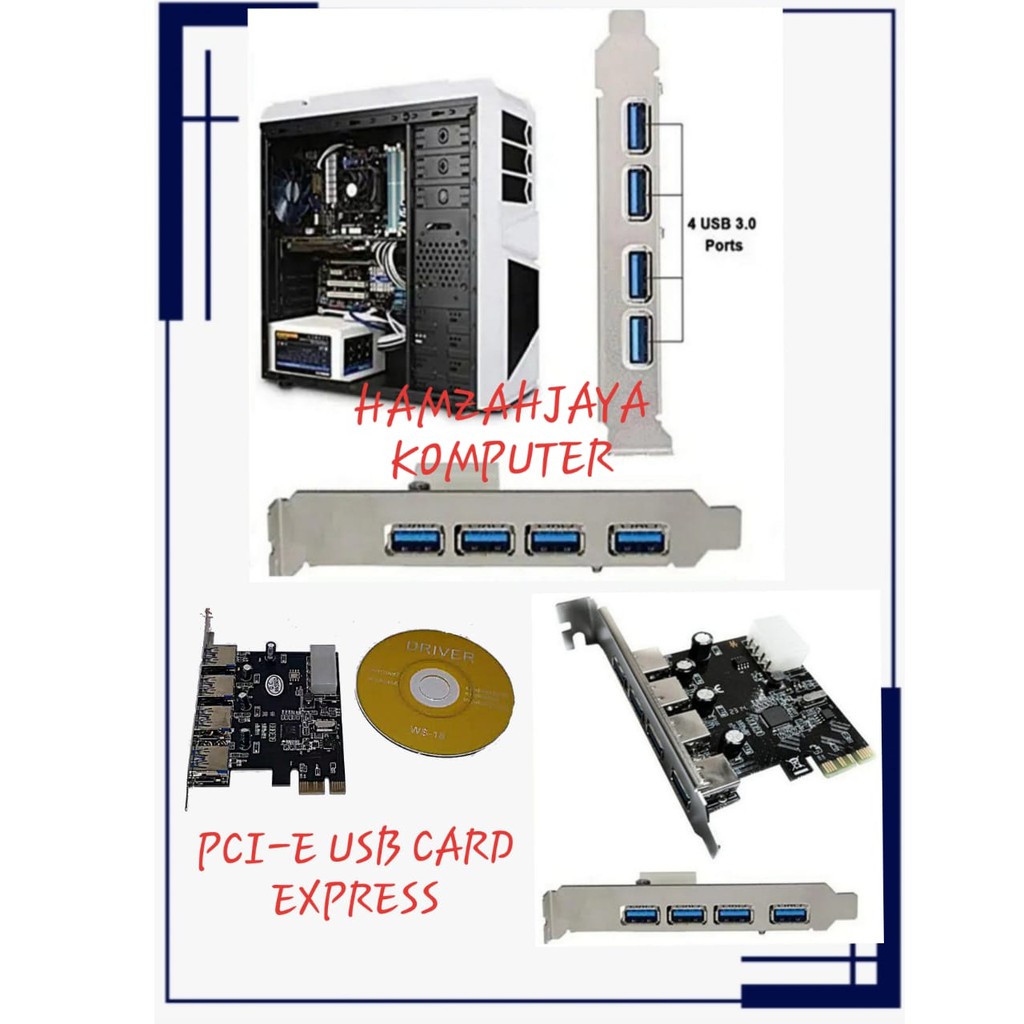 Jual USB CARD PCI EXPRESS USB 3.0 4 port card - PCIE PCI-E express 4 port | Shopee Indonesia