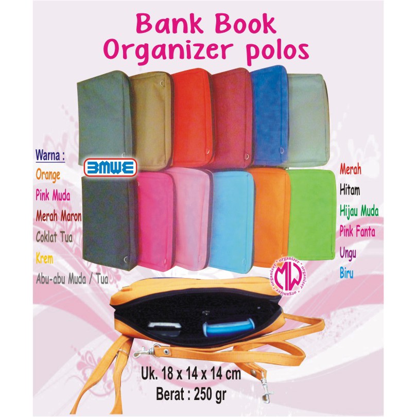 Jual Bank Book Organizer Polos (Tas untuk membawa buku bank, dompet, HP ...