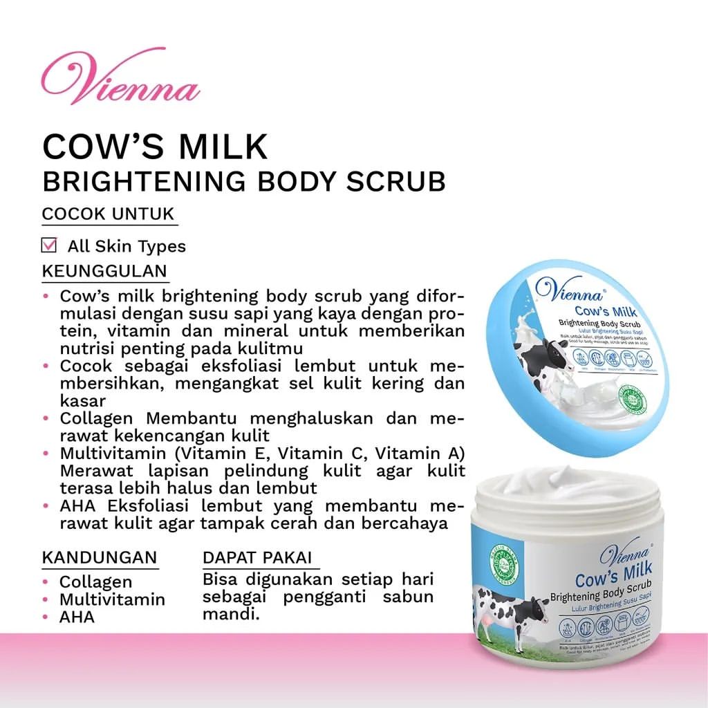 Jual VIENNA Body Scrub - Lulur Pemutih Badan 250g | Shopee Indonesia