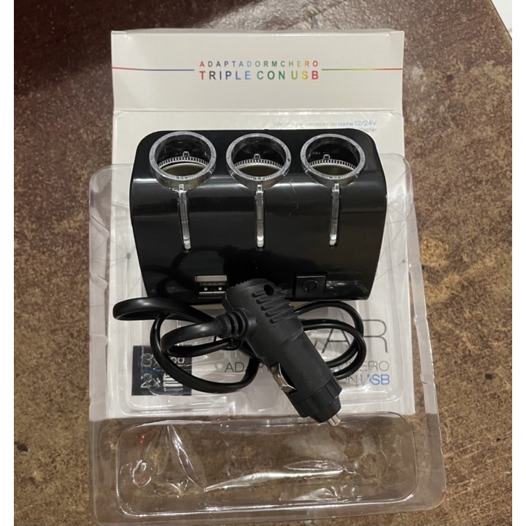 Jual Car Lighter Socket Adaptor USB Charger Splitter 3 Slot Cabang ...