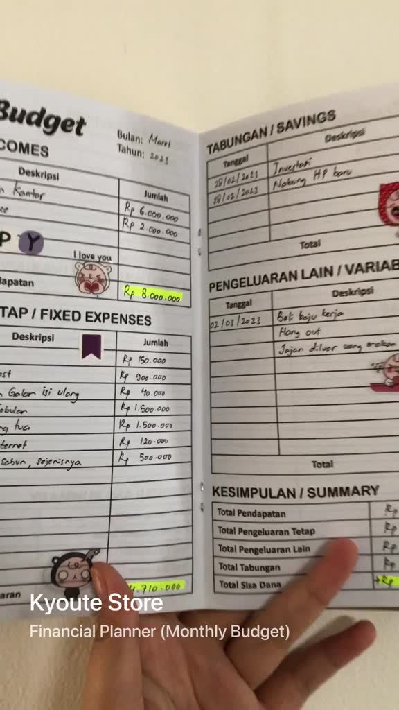 Jual Simple Financial Planner Book Tracker (Monthly Budget) Kyoute A5 ...