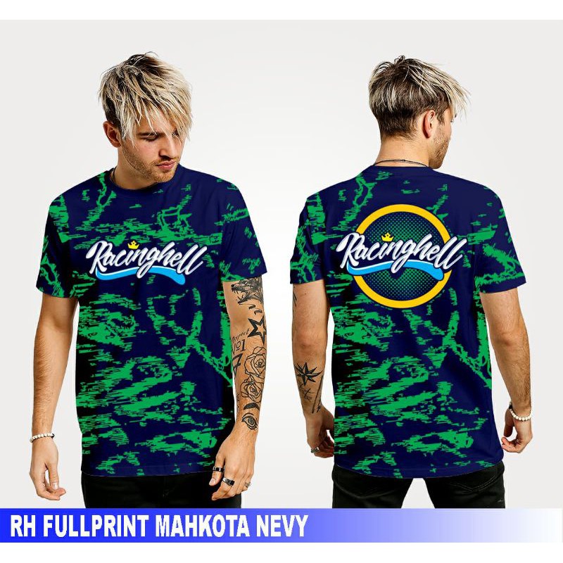 Jual BAJU TSHIRT KAOS DISTRO RACING HELL FULLPRINT MAHKOTA GREEN ...