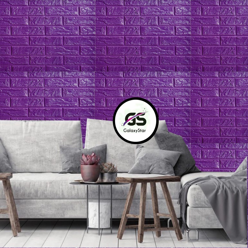 Jual OK Wallpaper Foam Bata Warna Dinding Ungu Tua 3D 70cm x 77cm ...