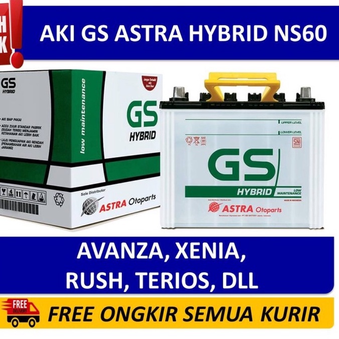 Jual Aki Mobil GS ASTRA Hybrid NS60 Avanza Xenia Rush Terios Gran Max Carry APV L300 Escudo ...