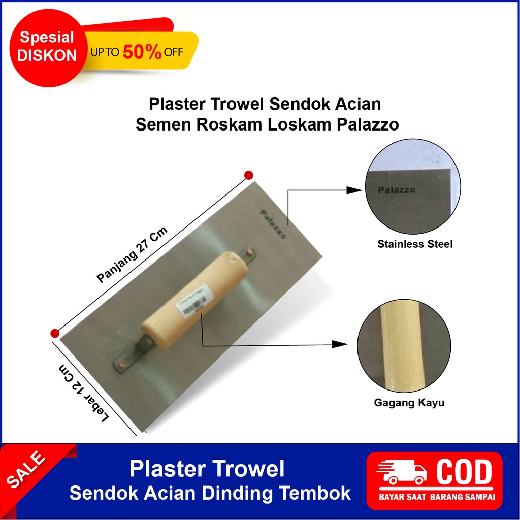 Jual Roskam Raskam Acian Alat Plaster Tembok Dinding Plat Baja Asli ...