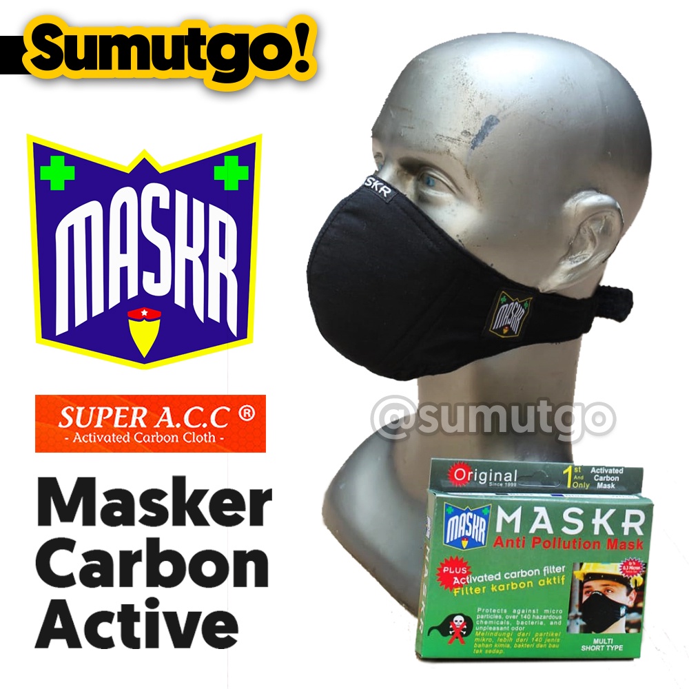 Jual MASKR Carbon Active / Masker Kimia Anti Polusi Debu Asap & Gas Pabrik / Masker Kain Motor ...