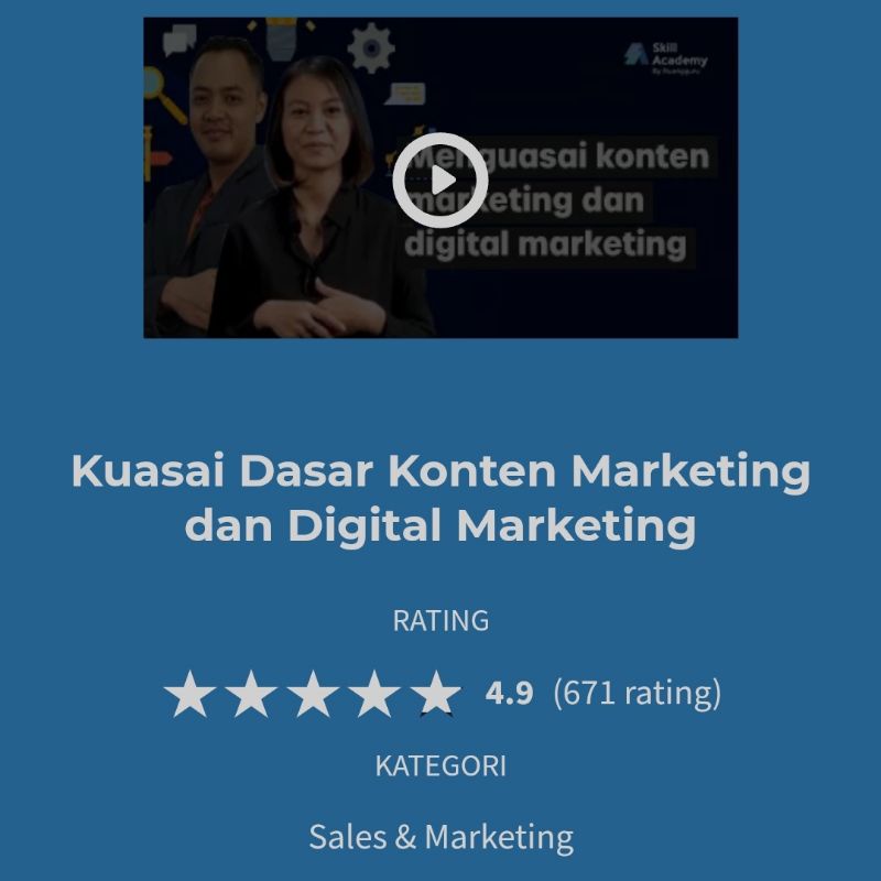 Jual ECOURSE KONTEN MARKETING DAN DIGITAL MARKETING UNTUK PEMASARAN DIGITAL MARKETING PELUANG ...
