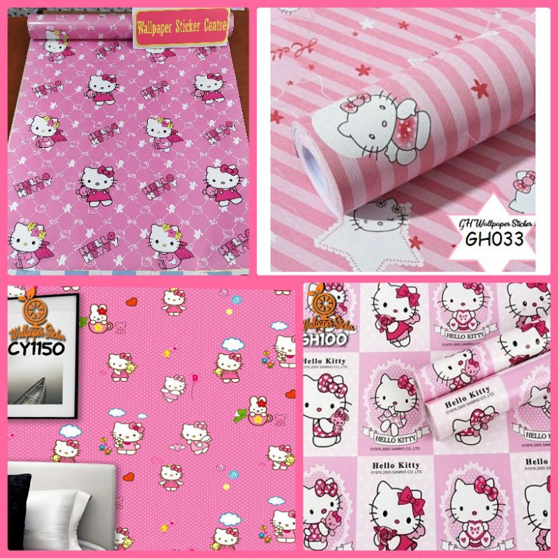Jual HELLO KITTY pink 8 Meter Wallpaper sticker dinding karakter anak ukuran 45 cm x 8 m ...
