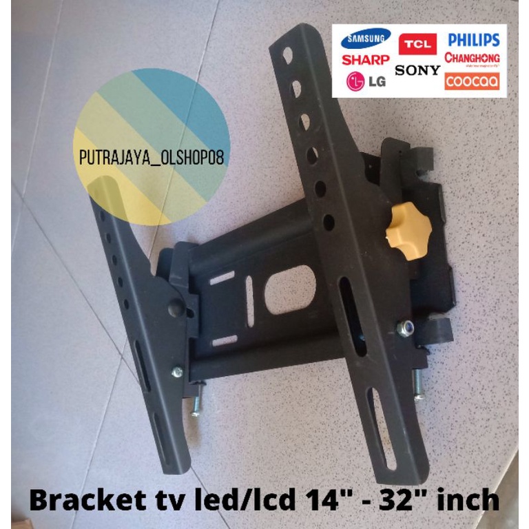 Jual bracket tv led lcd 14"- 32" inch full set plus box | Shopee Indonesia