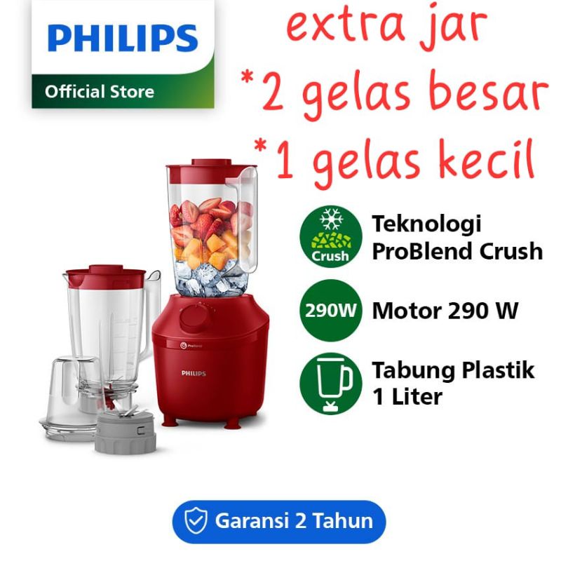 Jual Blender philips hr2221 plastik 2liter hijau abu merah New,Garansi ...