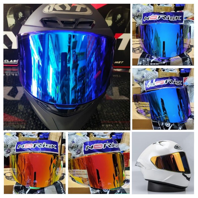 Jual FLAT visor helm KYT TT COURSE iridium open Revo premium PNP NORISK ttc blue red silver ...
