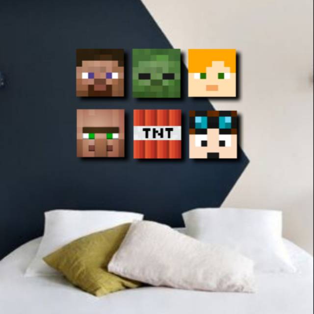 Jual Hiasan Dekorasi Dinding Kamar anak Motif Minecraft 20x20cm ...