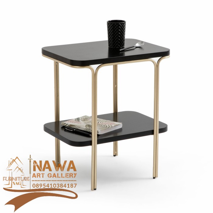 Jual LUXORE | Meja Kecil Minimalis Besi Gold Mix HPL Hitam - Bedside ...