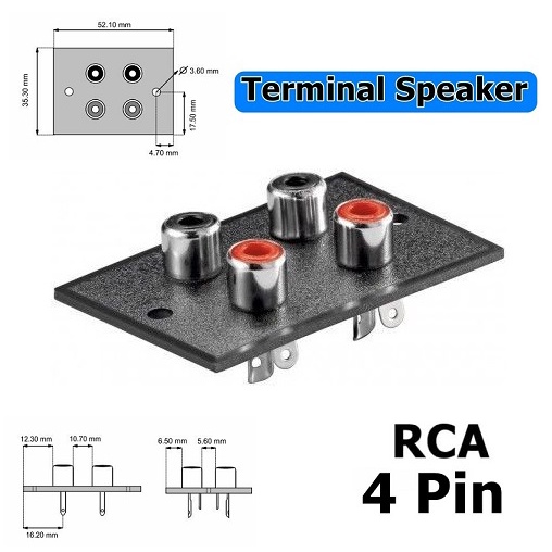 Jual BA-74 Socket Soket Cover Terminal RCA 4 pin 4 Lubang Papan Box ...