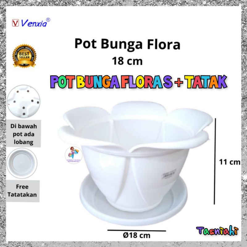 Jual (1set) POT FLORA S pot bentuk bunga mawar cantik sudah dengan alas ...
