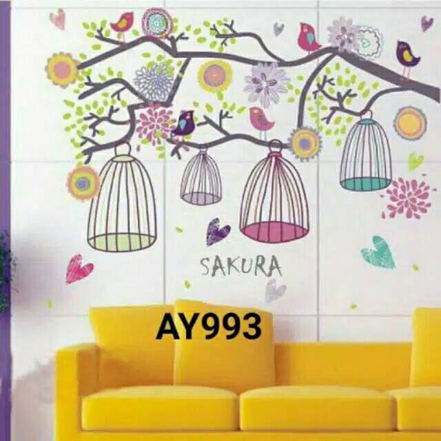 Jual Wallsticker /sticker dinding ranting pohon dan sangkar burung uk ...