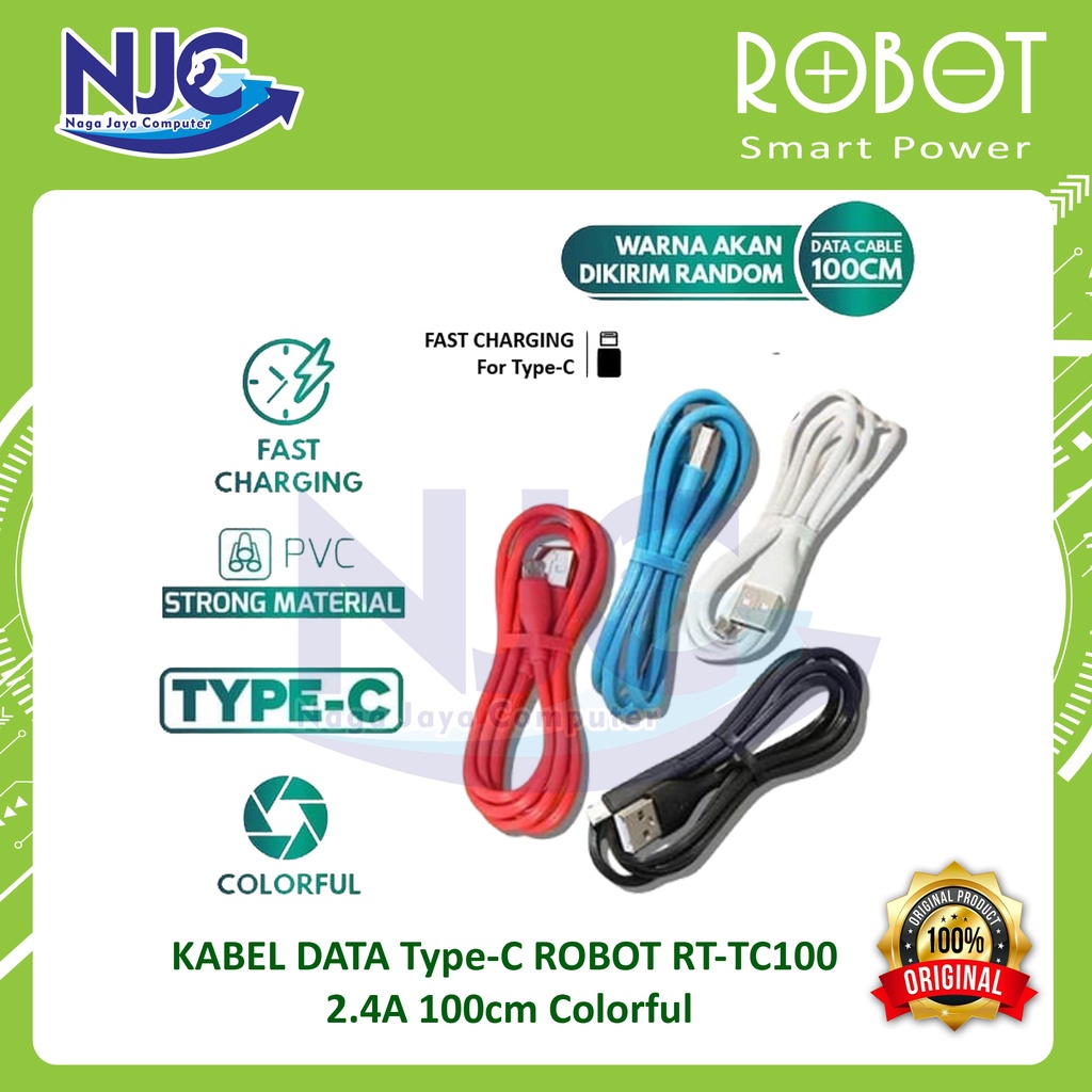 Jual KABEL DATA TYPE-C ROBOT RT-TC100 2.4A 100CM COLORFUL ANDROID ...