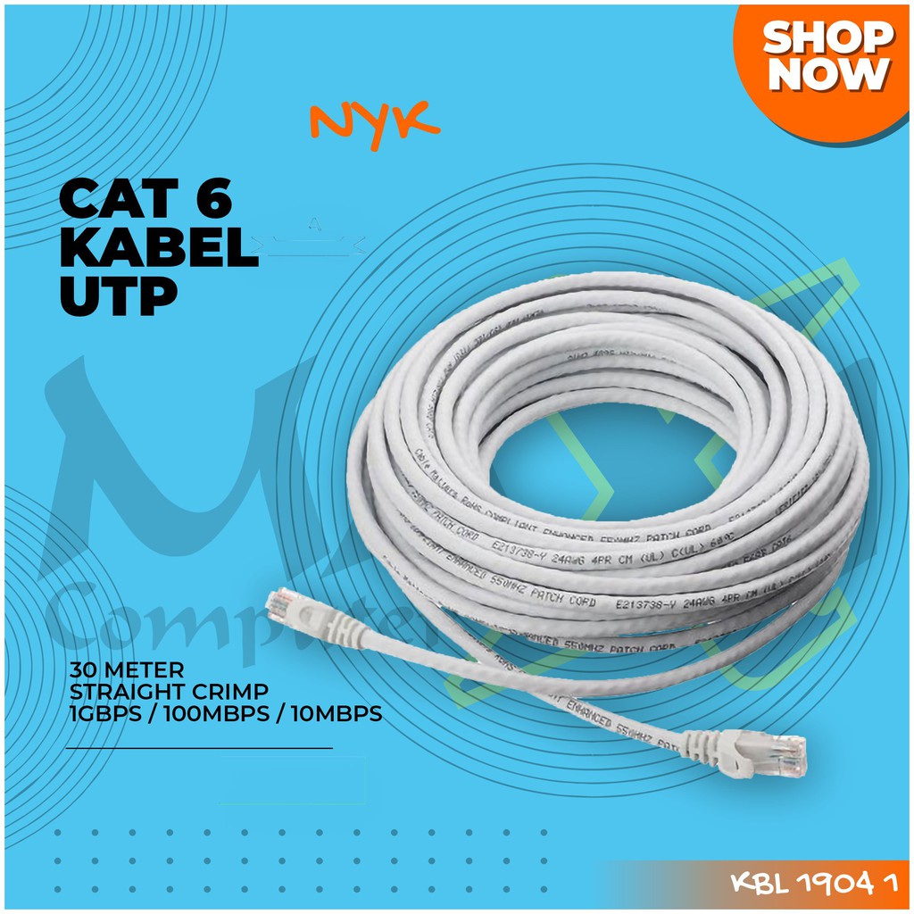 Jual CAT6 30M UTP Cable Networking Straight-Through Kabel LAN Cat 6 ...
