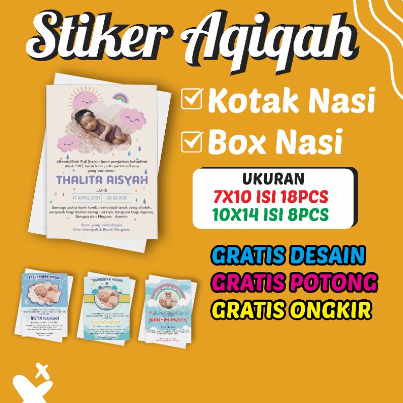 Jual Cetak Stiker Aqiqah/Box Nasi/Kotak Nasi/Makanan/Kemasan | Shopee ...