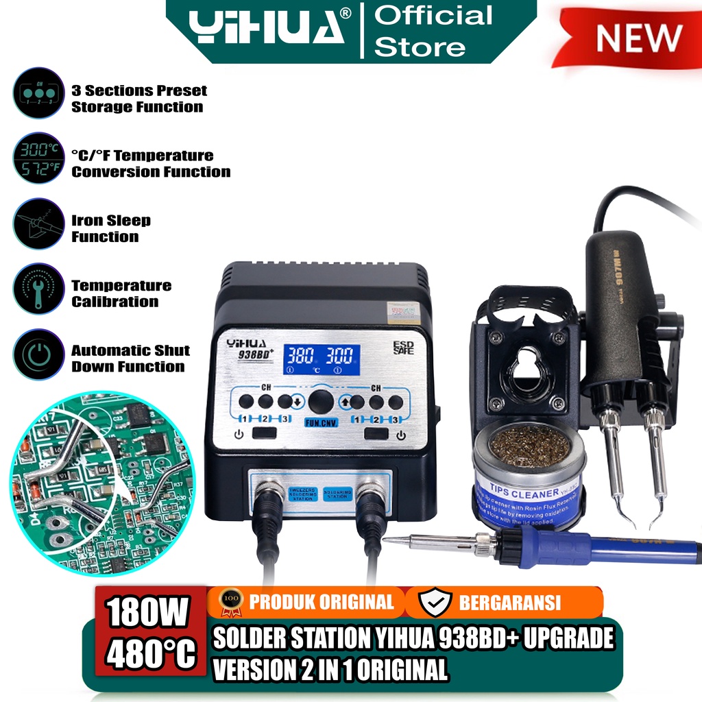 Jual Yihua 938BD+ Solder Station 2 IN 1 Upgrade Version Soldering ...