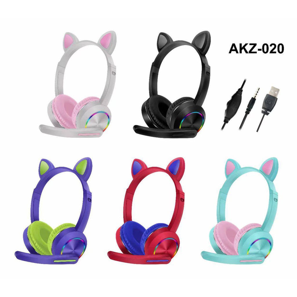 Jual Headset Gaming Model Telinga Kucing Dengan Kabel + Mic + Jack 3 ...