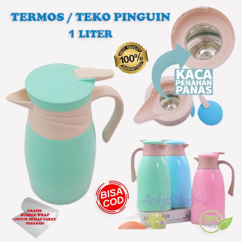 Jual Termos Teko Pinguin Kaca/Termos Teko Penguin Kaca - TOSCA PINK ...