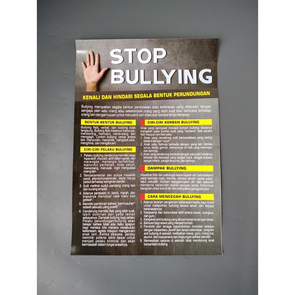 Jual Poster Sekolah, Poster Stop Bullying (D), Poster Edukasi Kekerasan Anak | Shopee Indonesia
