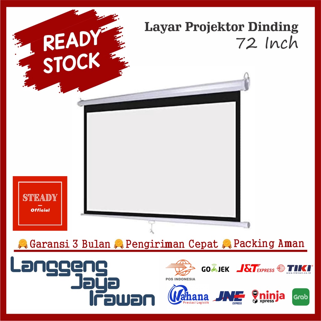 Jual Layar Proyektor Dinding Screen Projector Wall Wallscreen 72inch ...