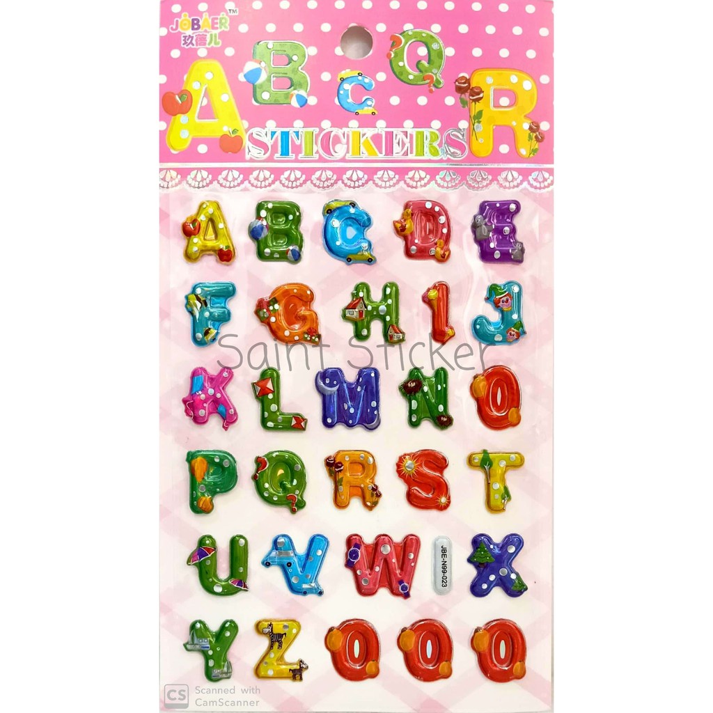 Jual Sticker Timbul Gambar Tempel Stiker Premium Anak Edisi Huruf ...