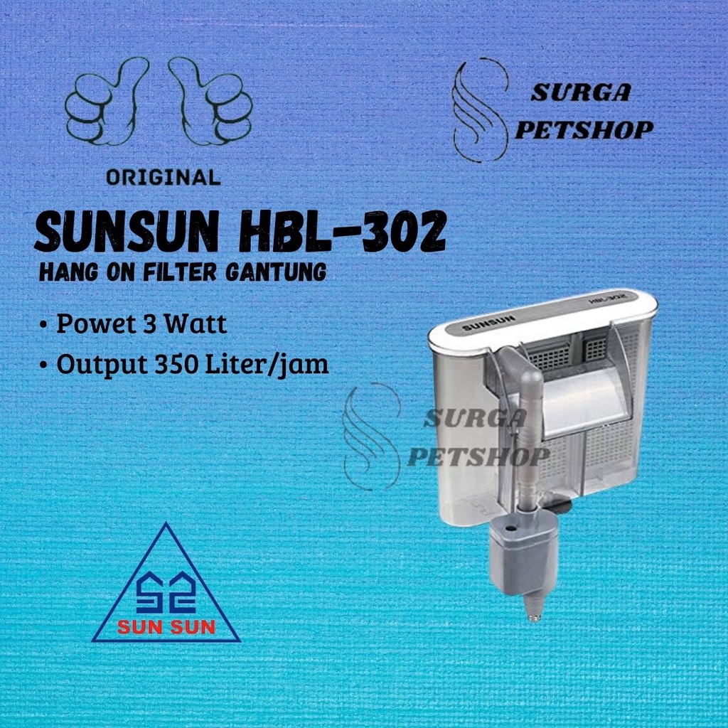 Jual SUNSUN HBL 302 Filter Aquarium Gantung 350Liter HBL302 Hang On ...