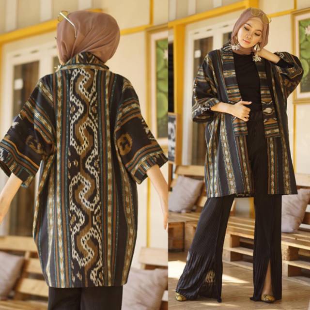 Jual CARDIGAN TENUN IKAT TROSO // TENUN ETNIK BLANGKET HALUSAN ...