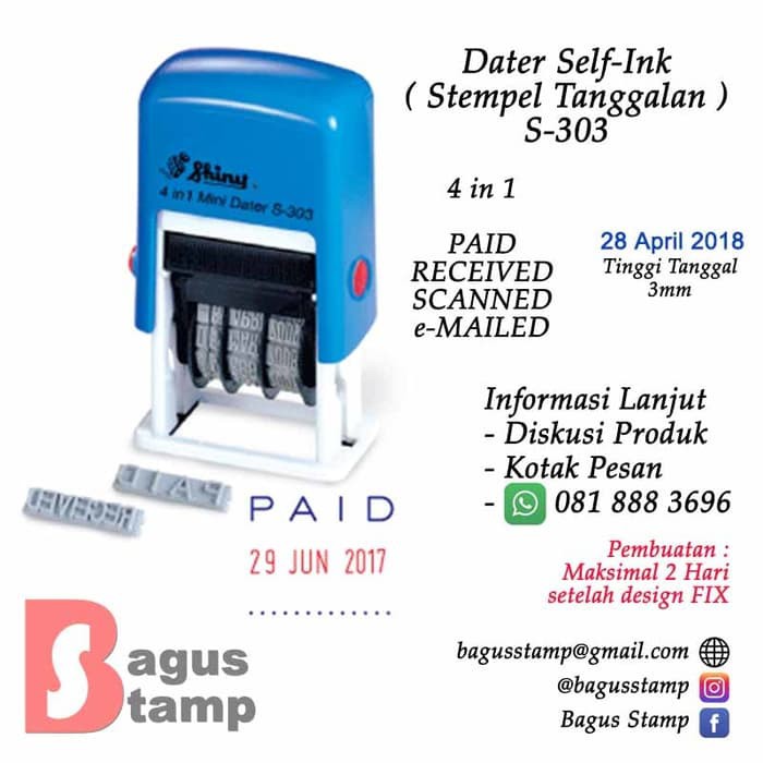 Jual Stempel Tanggal / Dater Otomatis Shiny S303 4in1 ( Mini Dater ...