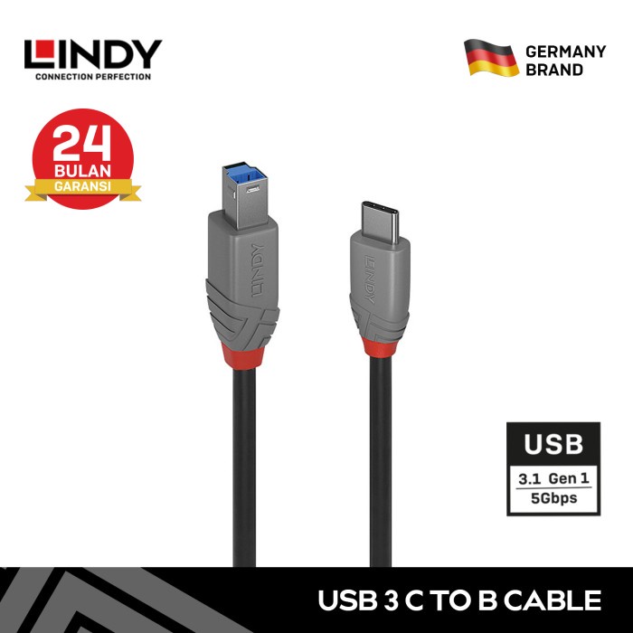 Jual LINDY Kabel Data 1M 2M 3M Kabel Printer Scanner USB 3.1 Type C ...