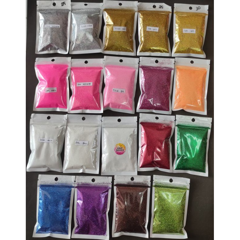 Jual GLITER (gliter warna, gliter putih) Refill isi 25gr -50gr | Shopee ...