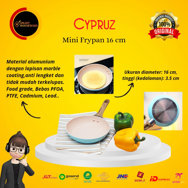 Jual Panci Mini Goreng Telur Anti Lengket Cypruz Marble Color Fry Pan ...