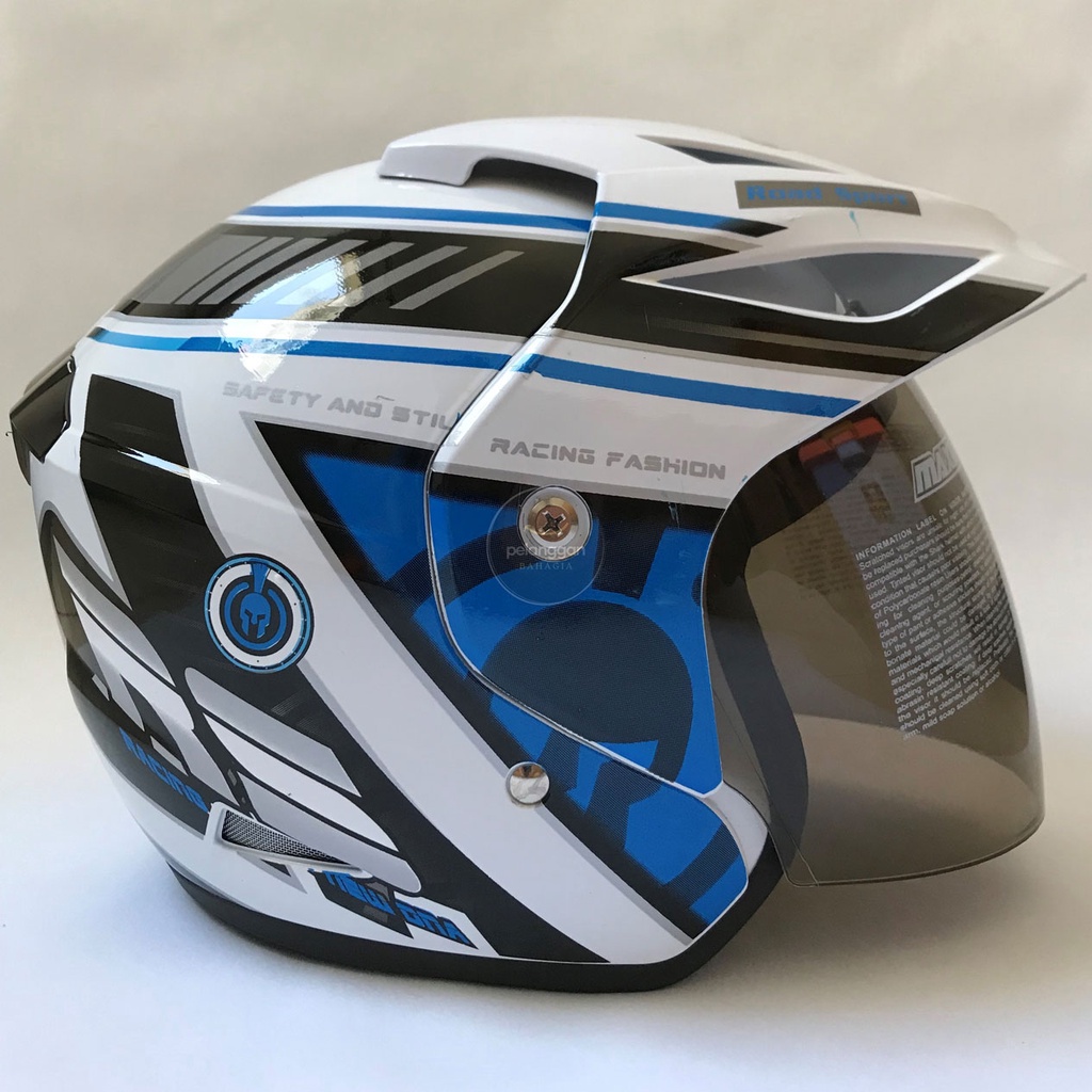Jual Helm Half Face Murah Bagus Keren SNI - Racing Putih | Shopee Indonesia