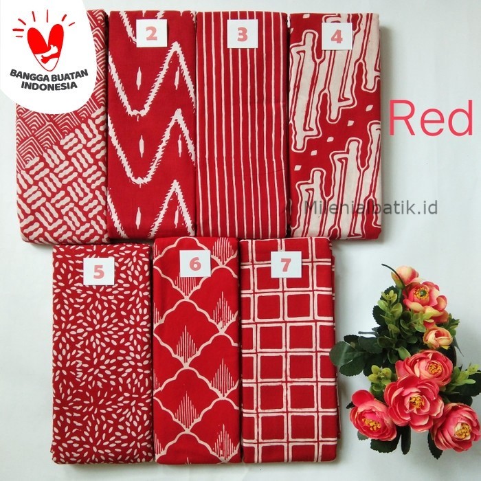 Jual Jarit / Jarik / Kain Batik Cap Garutan Premium Modern Merah ...