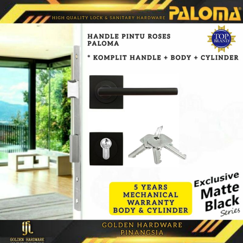 Jual PALOMA HANDLE PINTU SET GAGANG PINTU BLACK PAKET KUNCI HRP6409 ...