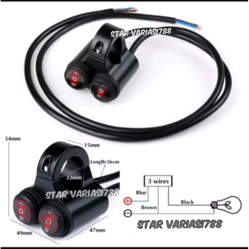 Jual Saklar motor on off on 2 tombol double bracket stang switch ...