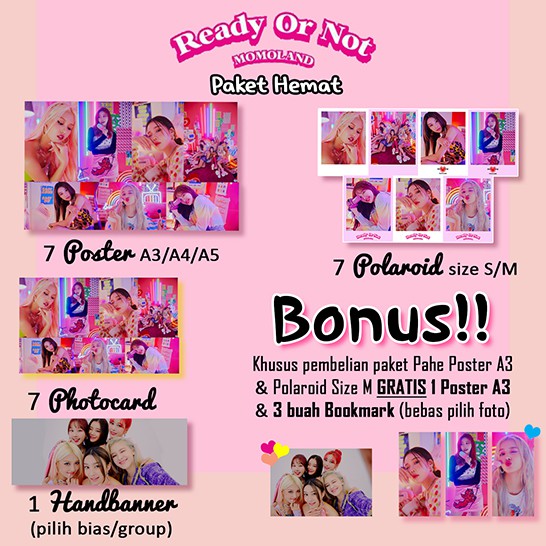 Jual MOMOLAND Ready or Not Pahe Fankit Handbanner Polaroid Poster Bookmark Photocard | Shopee ...