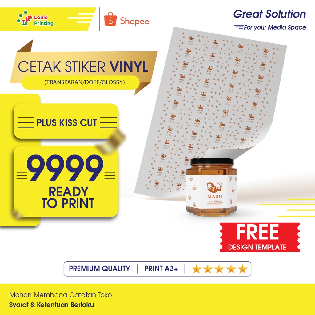 Jual Louie Printing Cetak Stiker Vinyl Glossy/Doff/Transparant A3 ...