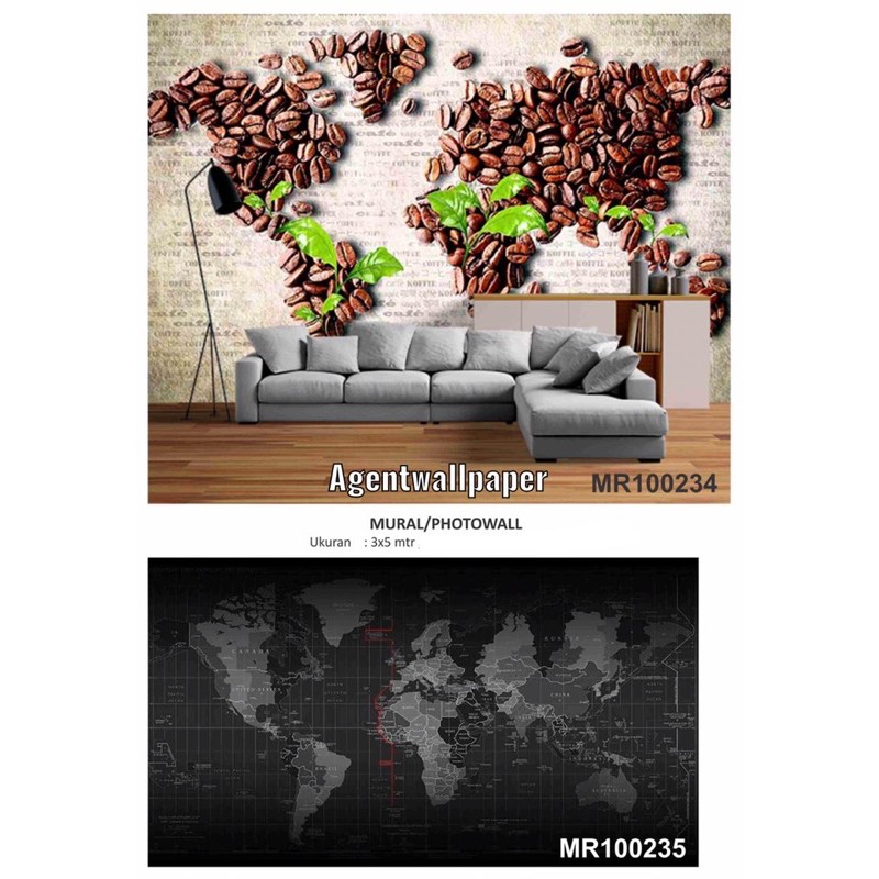 Jual Photowall Mural Dinding 3D Wallpaper Mural Peta Dunia Atlantis ...