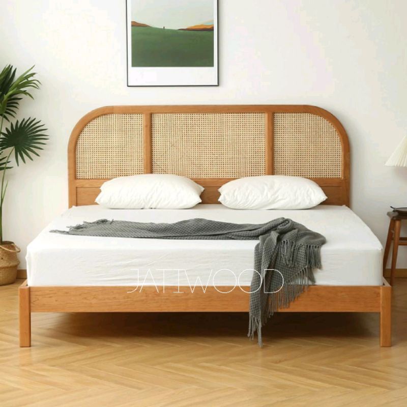 Jual Tempat tidur bed rotan rattan kayu jati minimalis, ranjang dipan ...