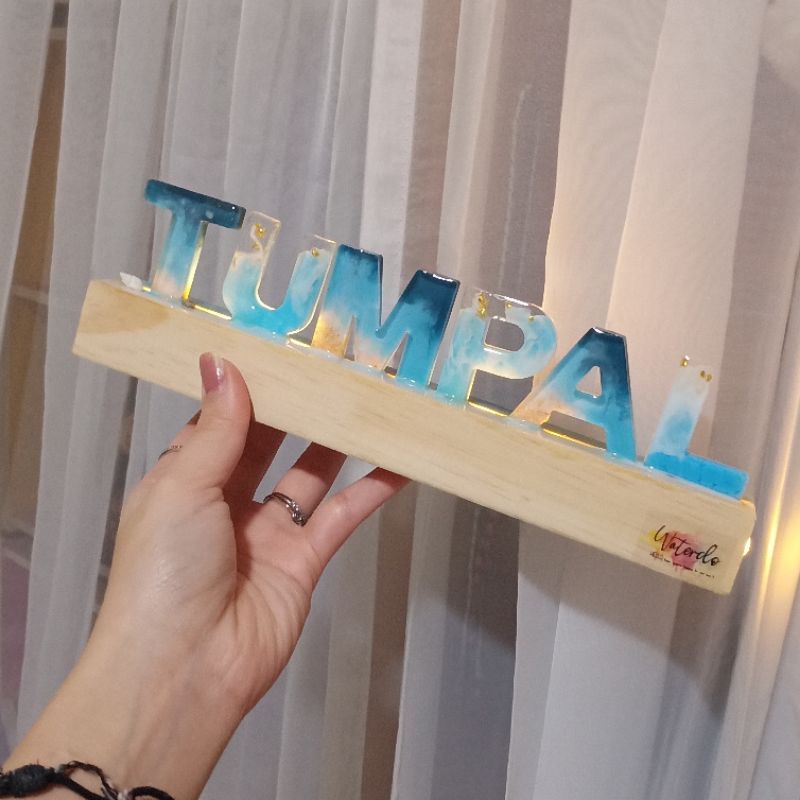 Jual lampu tidur/meja hias lamp nametag nama resin hadiah gift custom ...