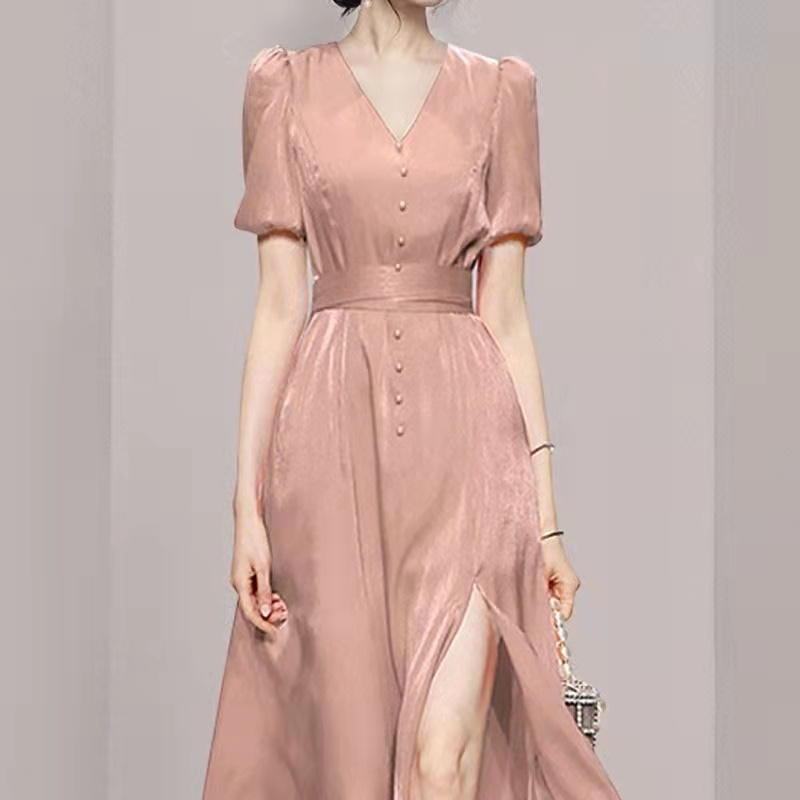 Jual Dress Premium Korea Sexy Pink Wanita Sutra Shopee Indonesia